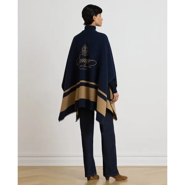 Ralph Lauren Two-tone Crest Jacquard Ruana