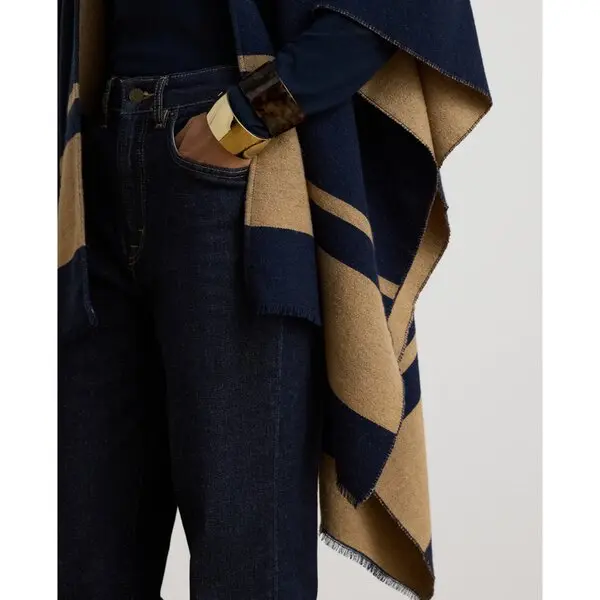 Ralph Lauren Two-tone Crest Jacquard Ruana