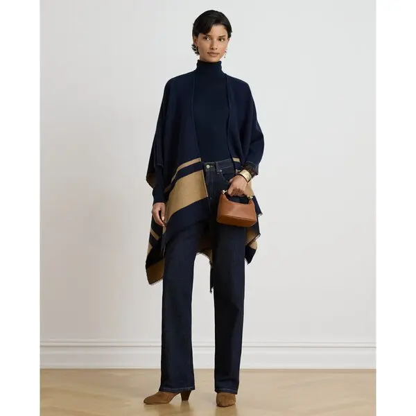 Ralph Lauren Two-tone Crest Jacquard Ruana