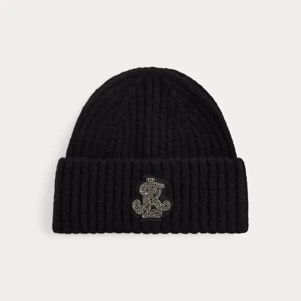 Ralph Lauren Embellished-bullion Rib-knit Beanie - Black