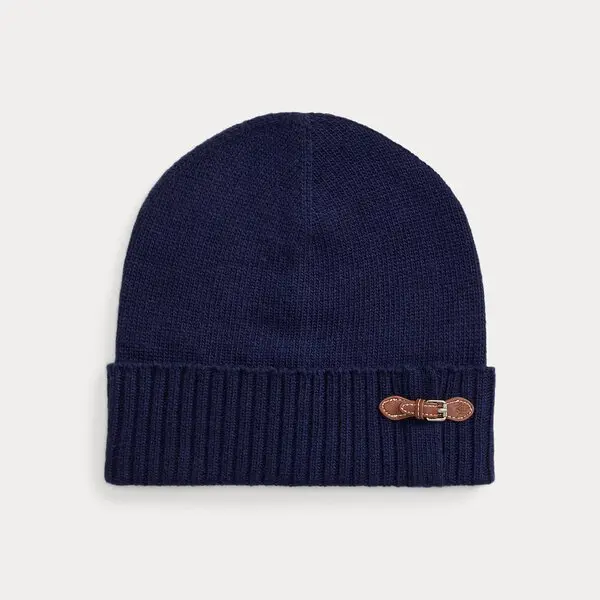 Ralph Lauren Buckle-trim Knit Beanie - Navy