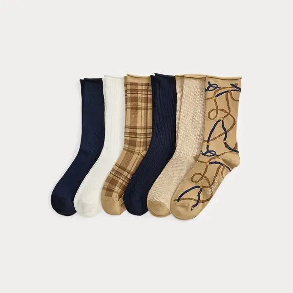 Ralph Lauren Patterned Stretch Roll-top Sock 6-pack