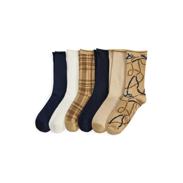 Ralph Lauren Patterned Stretch Roll-top Sock 6-pack