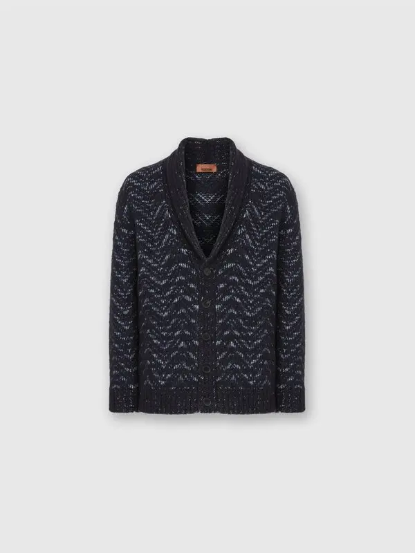 Missoni Buttoned Cardigan With Chevron Pattern - Blue