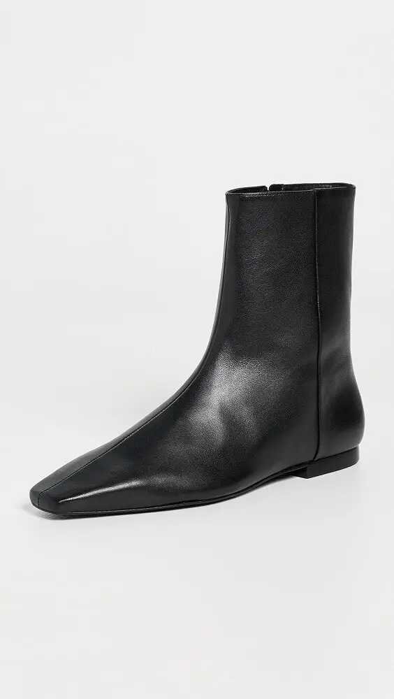 REFORMATION Remy Leather Flat Ankle Boots