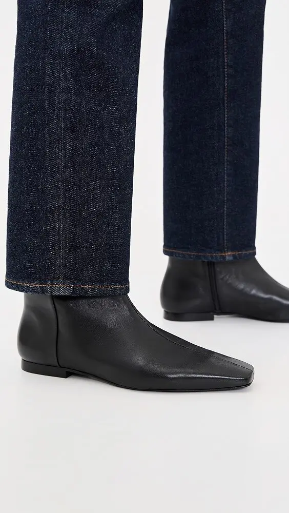 REFORMATION Remy Leather Flat Ankle Boots