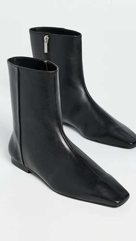 REFORMATION Remy Leather Flat Ankle Boots