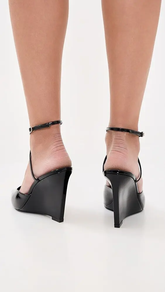 REFORMATION Natasha Patent Leather Wedge Heels