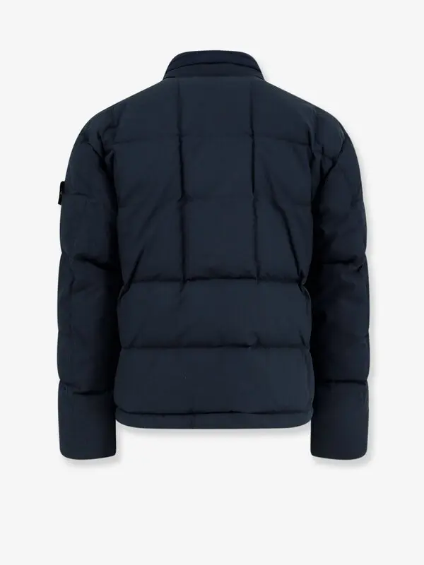 Stone Island Cotton Nylon Tela Down Jacket With Iconic Patch