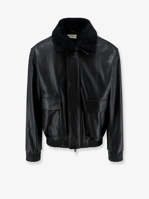 ARMA Bari Leather Jacket With Faux Fur Collar