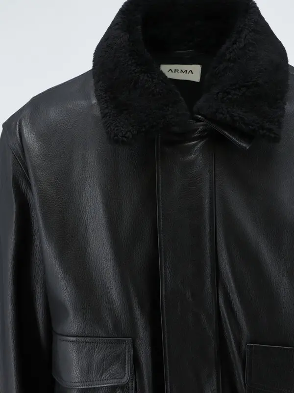 ARMA Bari Leather Jacket With Faux Fur Collar