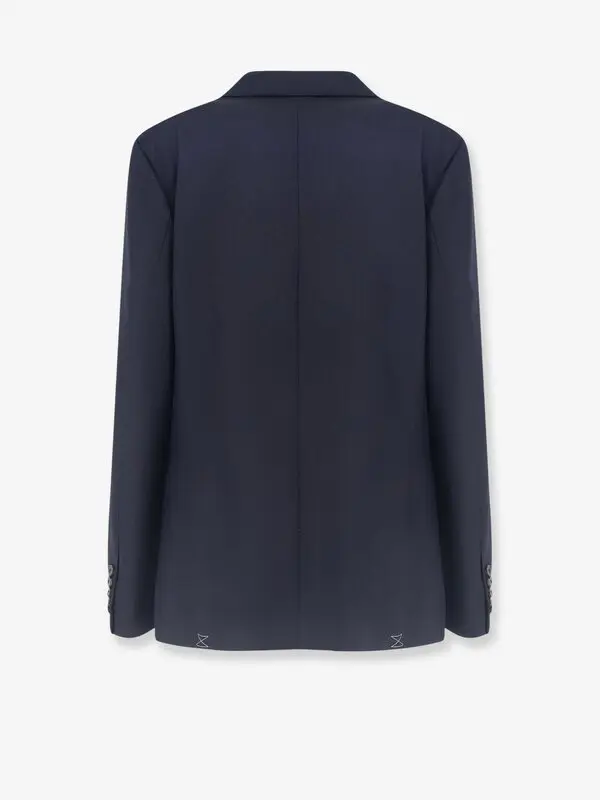 Dries Van Noten Barrysta Wool Blazer With Gold Embroidery - Blue