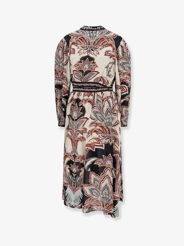 Farm Rio Viscose Tapestry Dream Longsleeve Midi Dress