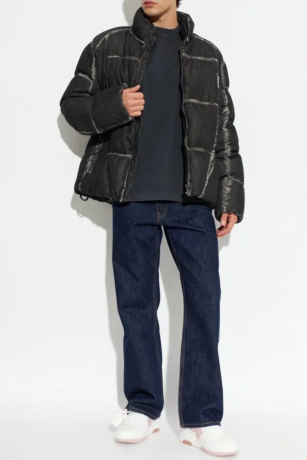 Off-White Insulated Jacket With Stand-up Collar