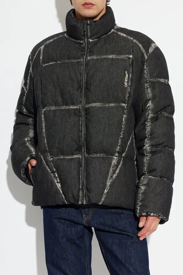 Off-White Insulated Jacket With Stand-up Collar