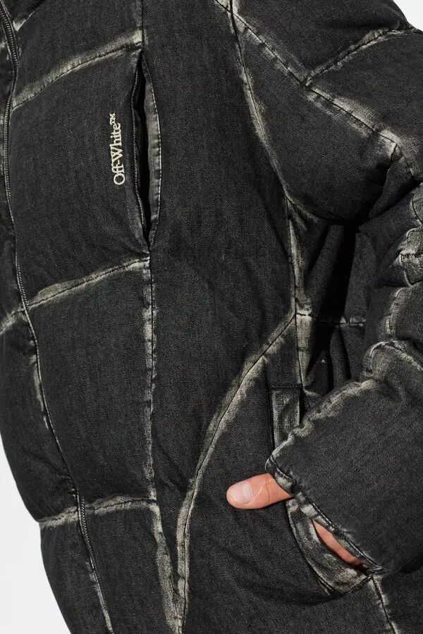 Off-White Insulated Jacket With Stand-up Collar