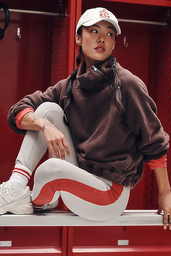 Free People Game Point Funnel Neck - Chocolate