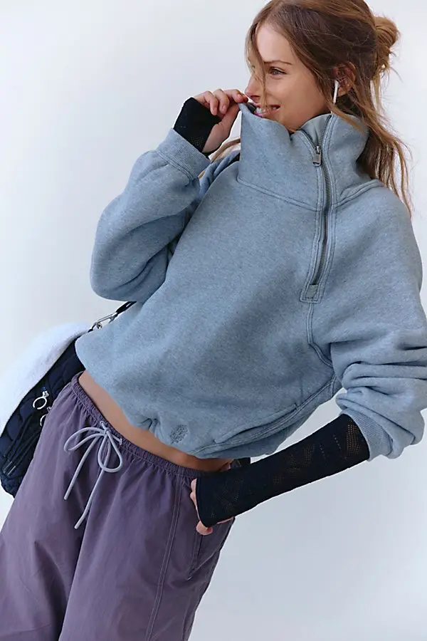 Free People Game Point Funnel Neck - Heather Grey