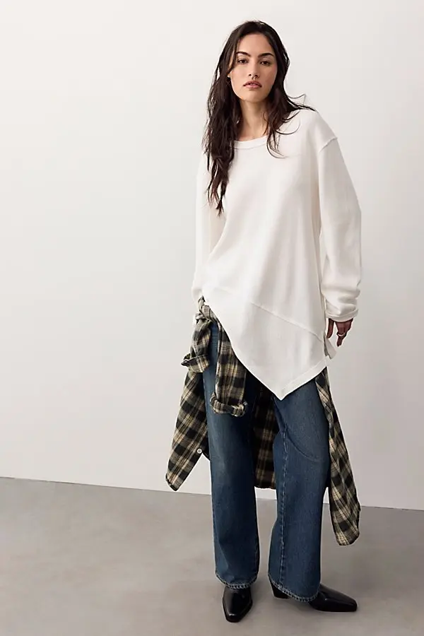 Free People We The Free On Your Side Asymmetric Thermal - Clean Ivory