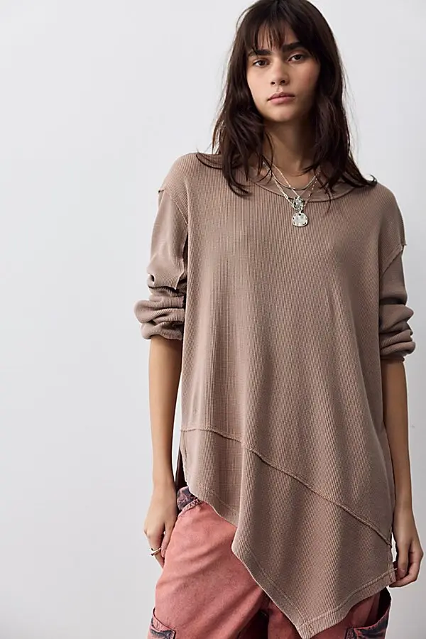 Free People We The Free On Your Side Asymmetric Thermal - Stucco