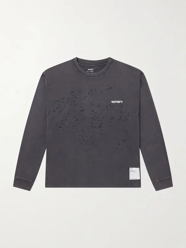 Satisfy Logo-print Distressed Mothtech™ Waffle-knit Cotton T-shirt