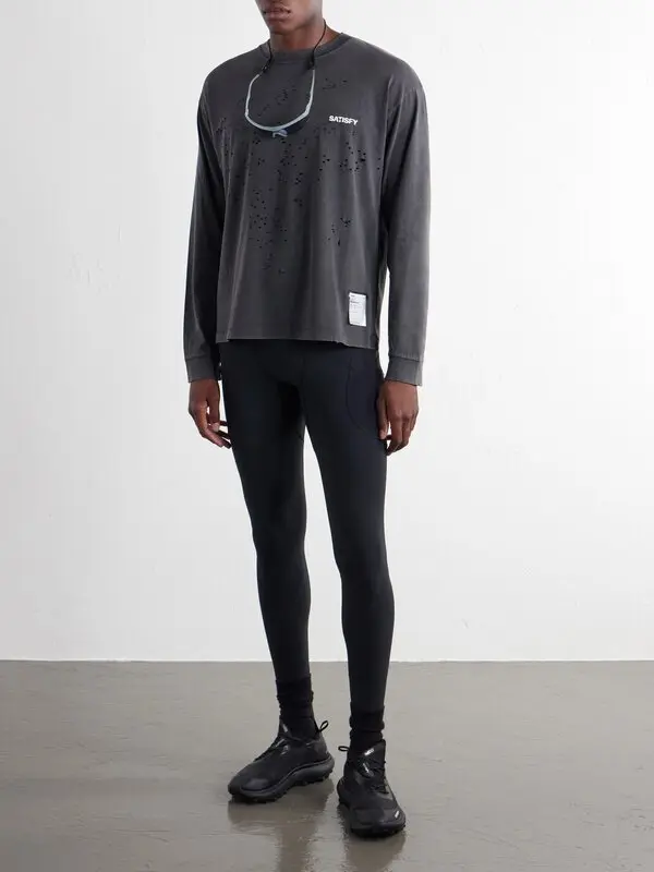 Satisfy Logo-print Distressed Mothtech™ Waffle-knit Cotton T-shirt