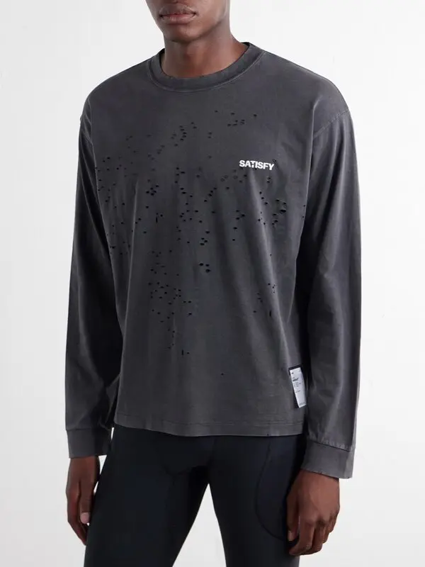 Satisfy Logo-print Distressed Mothtech™ Waffle-knit Cotton T-shirt