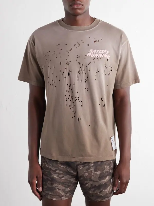 Satisfy Logo-print Distressed Mothtech™ Cotton-jersey T-shirt
