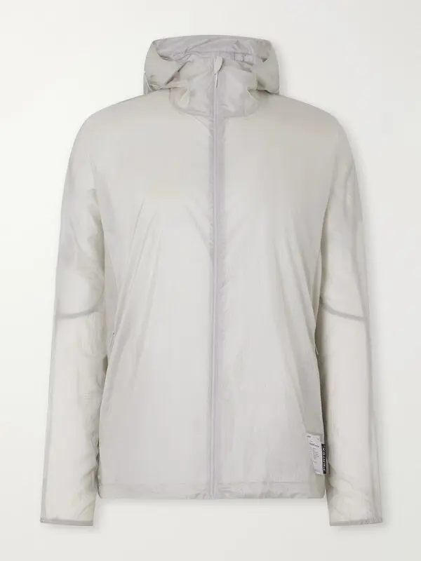 Satisfy Logo-appliquéd Rippy™ Ripstop-panelled Pertex® Diamond Fuse Hooded Jacket - Gray
