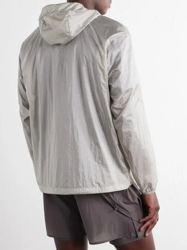 Satisfy Logo-appliquéd Rippy™ Ripstop-panelled Pertex® Diamond Fuse Hooded Jacket - Gray