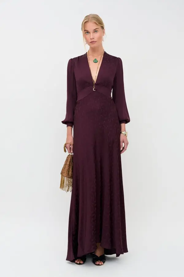 Rixo Emory Floral Trail Jacquard Wine Regular - Purple