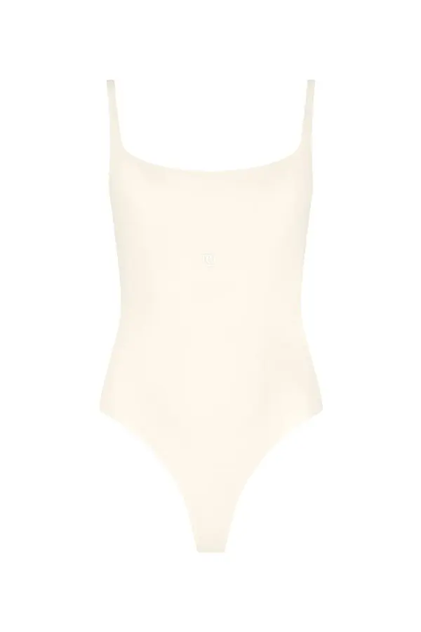GOD SAVE QUEENS Second Skin Square-neck Bodysuit Vanilla