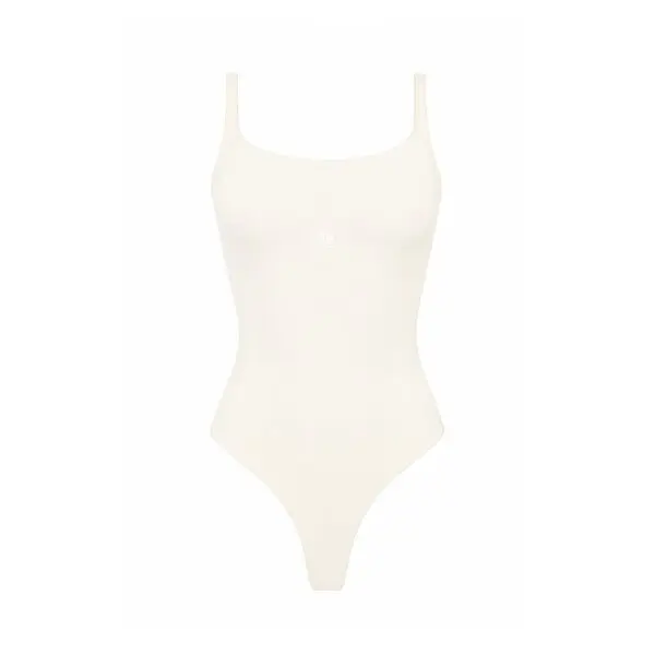 GOD SAVE QUEENS Second Skin Square-neck Bodysuit Vanilla - White