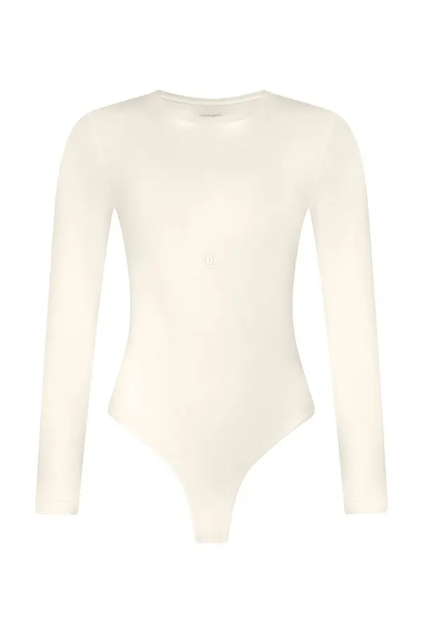 GOD SAVE QUEENS Neutrals Second Skin Long Sleeve Crew-neck Bodysuit Vanilla