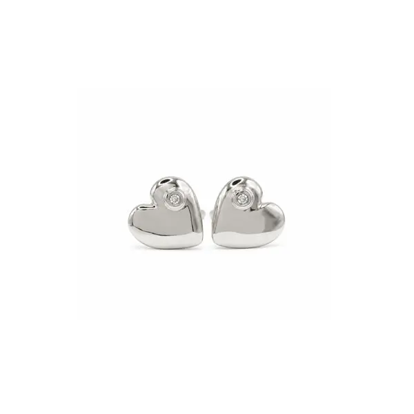 CIER Diamond Heart Stud Earrings - Silver