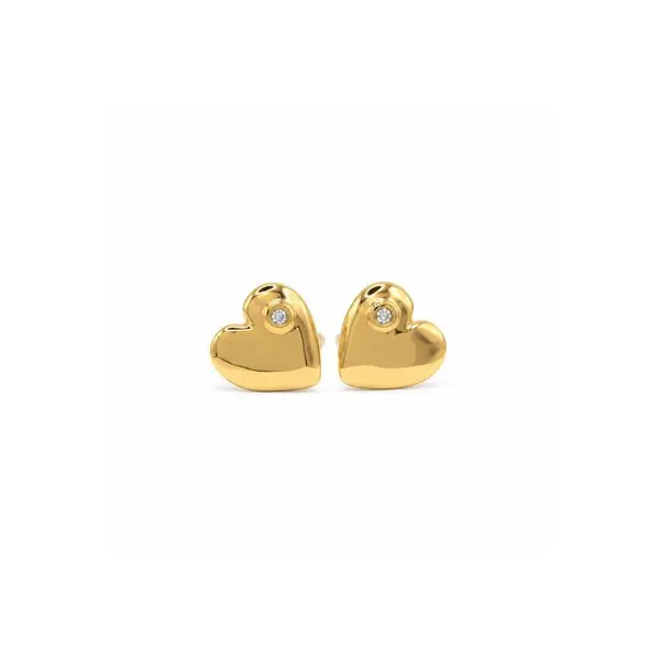 CIER Diamond Heart Stud Earrings - Gold