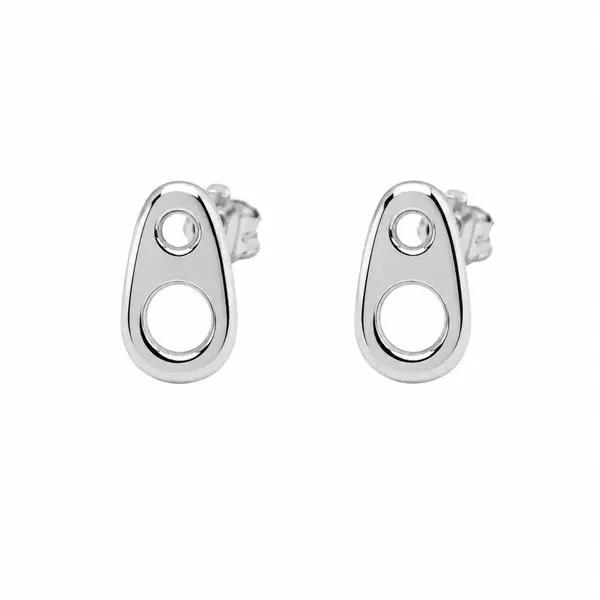 CIER Soda Tab Stud Earrings - Silver