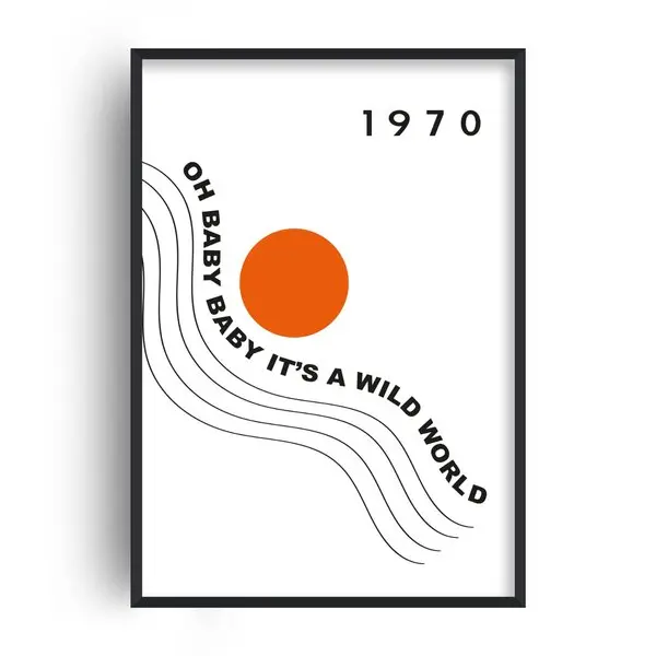FANCLUB Wild World Abstract Music Inspired Retro Art Print A2 - Red