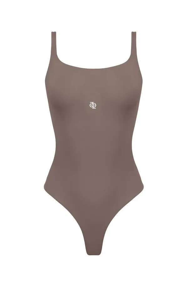 GOD SAVE QUEENS Second Skin Square-neck Bodysuit Mushroom