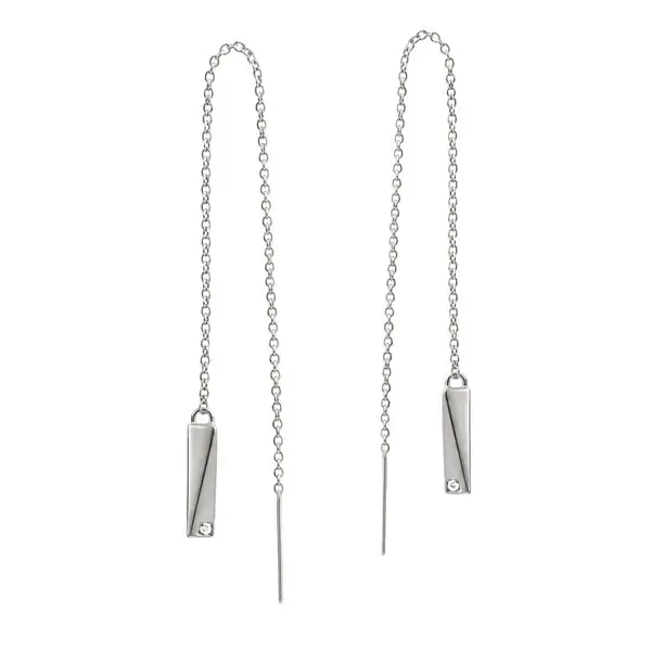 CIER Flex Diamond Thread Earrings - Silver