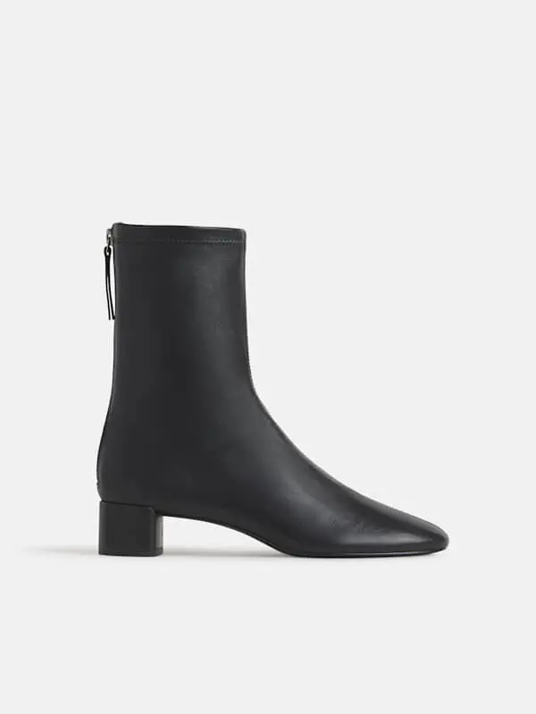 REFORMATION Aveline Block Heeled Ankle Boot Stretch Leather