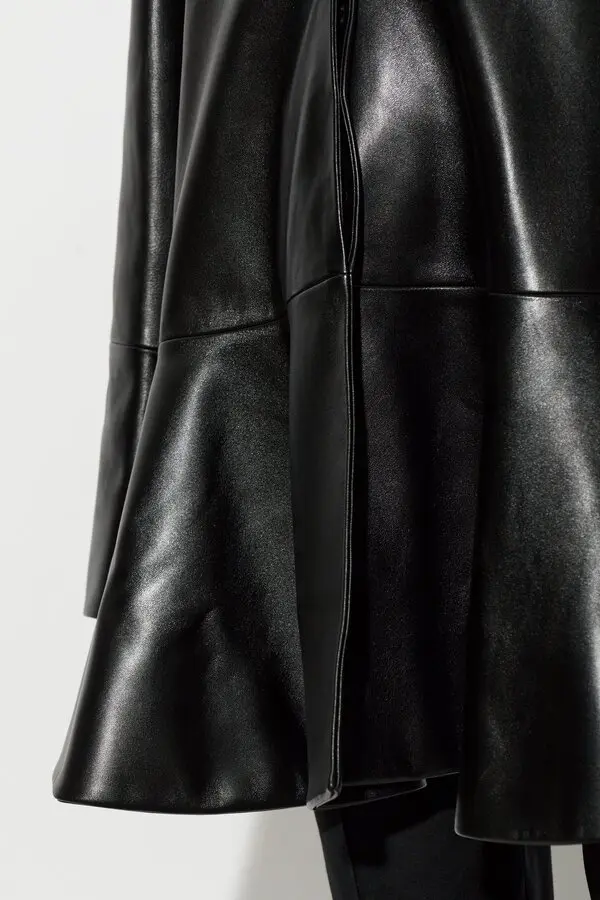 Loewe Leather Coat With Peplum