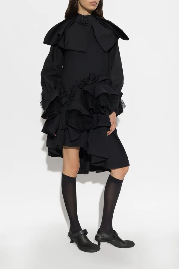 Comme Des Garçons Wool Dress With Ruffles