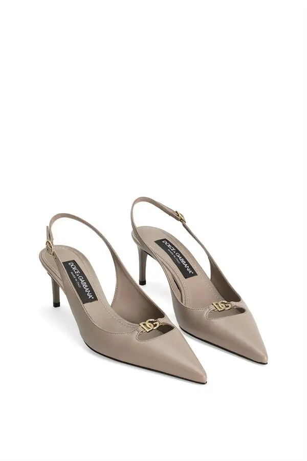 Dolce & Gabbana Dolce Gabbana Lollo Logo Plaque Slingback Pumps