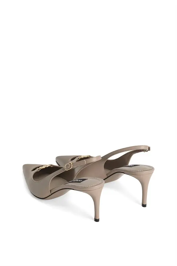 Dolce & Gabbana Dolce Gabbana Lollo Logo Plaque Slingback Pumps