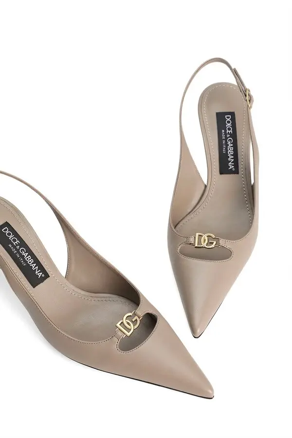 Dolce & Gabbana Dolce Gabbana Lollo Logo Plaque Slingback Pumps