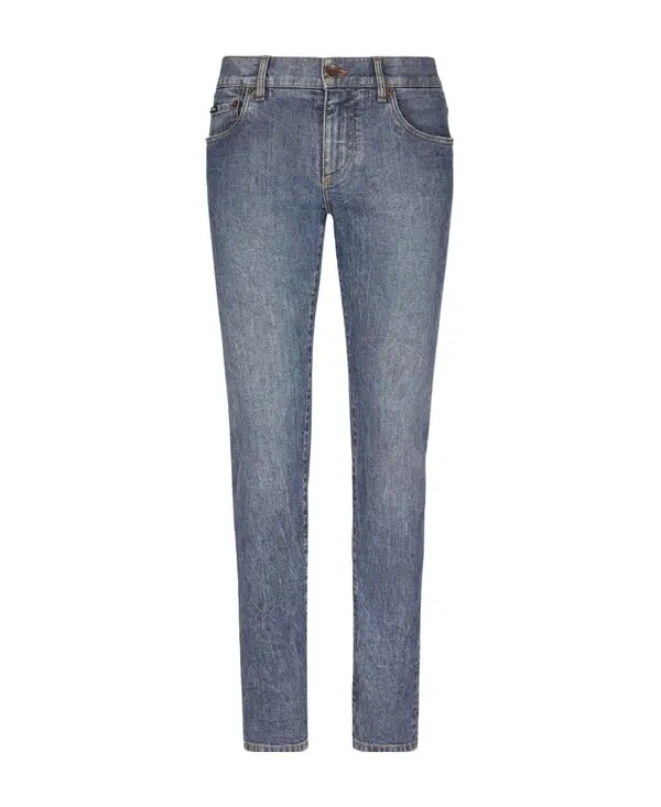 Dolce & Gabbana Logo-patch Slim-fit Jeans