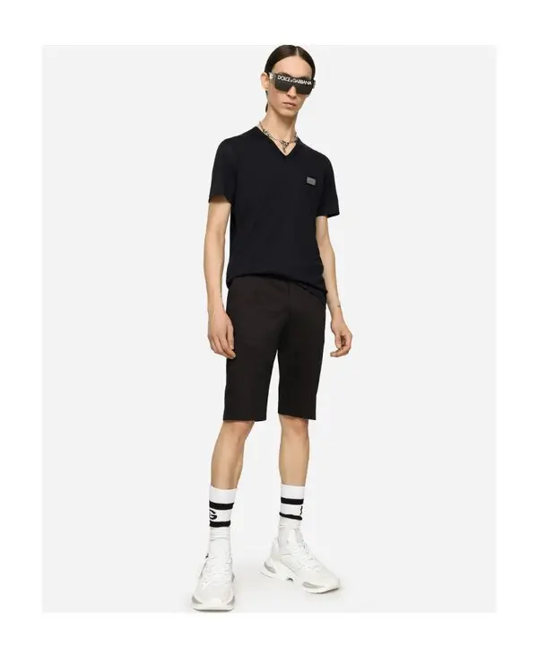 Dolce & Gabbana Dolce Gabbana Logo Patch V-neck T-shirt
