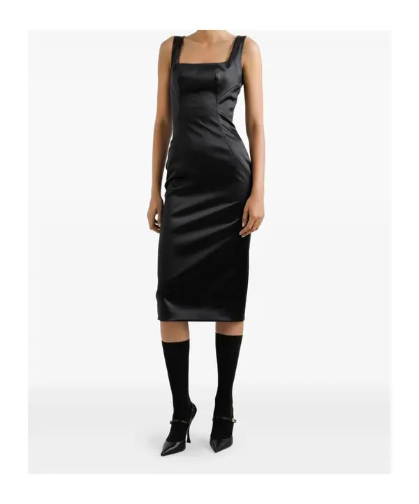 Dolce & Gabbana Dolce Gabbana Square Neck Midi Sleeveless Dress