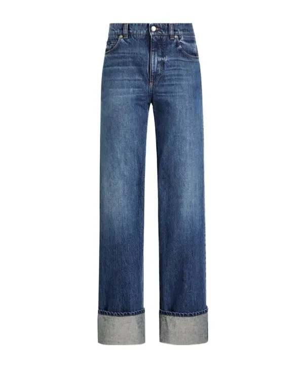 Dolce & Gabbana Dolce Gabbana Logo Plaque Turn-up Hem Jeans